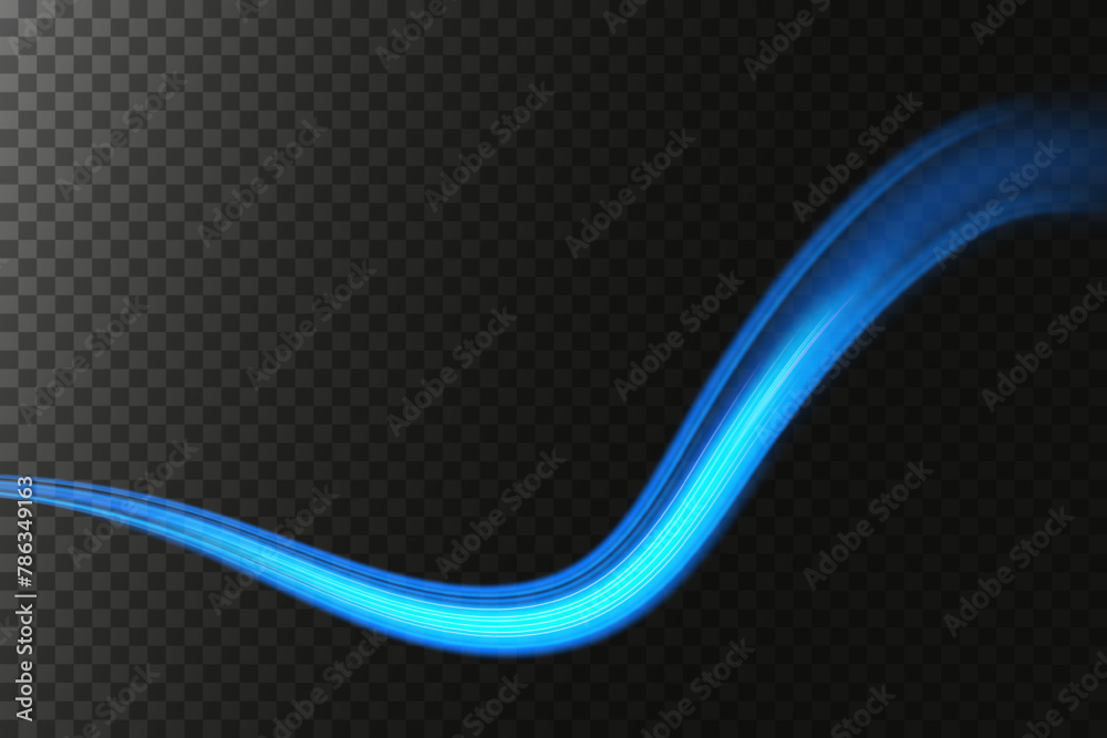 Vector glowing light lines. Neon light, light effect png. Blue line ...