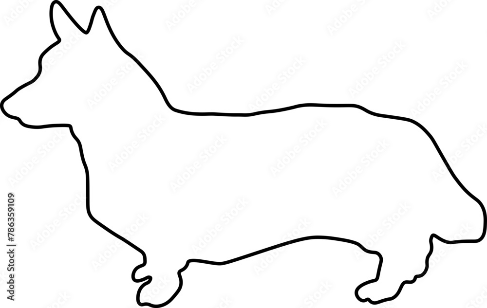 Corgi Silhouette Outline Graphic Design with Transparent Background ...