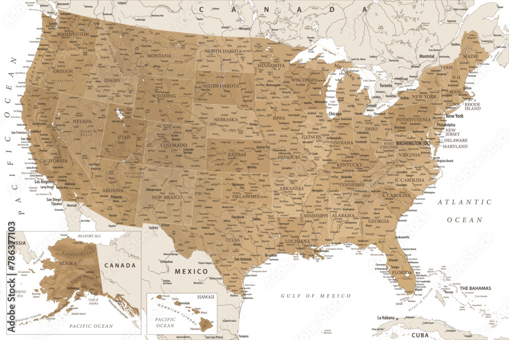 United States - Highly Detailed Vector Map of the USA. Ideally for the ...