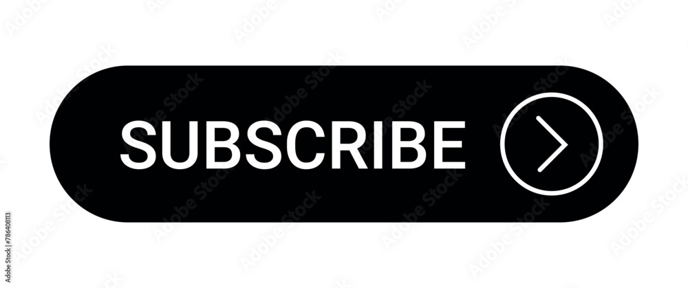 black subscribe button with an icon isolated on a white background ...