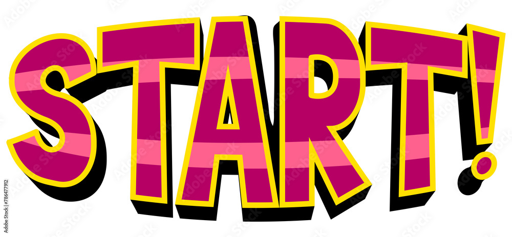 Start word pop art retro PNG illustration. Isolated image on white ...