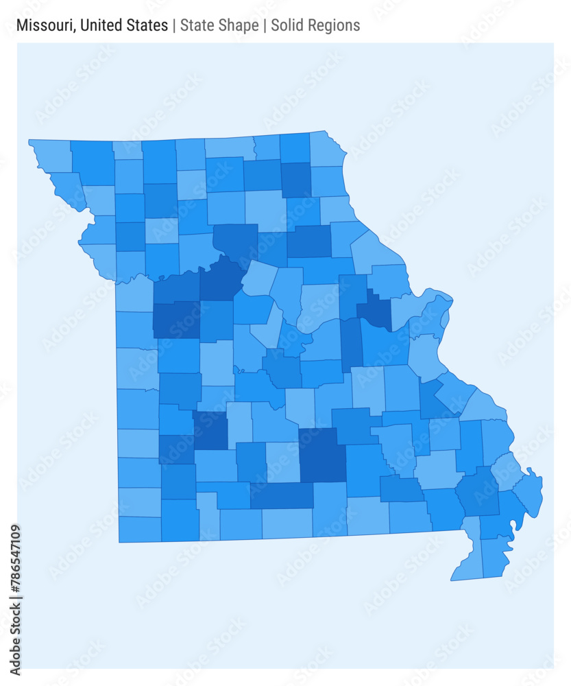 Missouri, United States. Simple vector map. State shape. Solid Regions ...