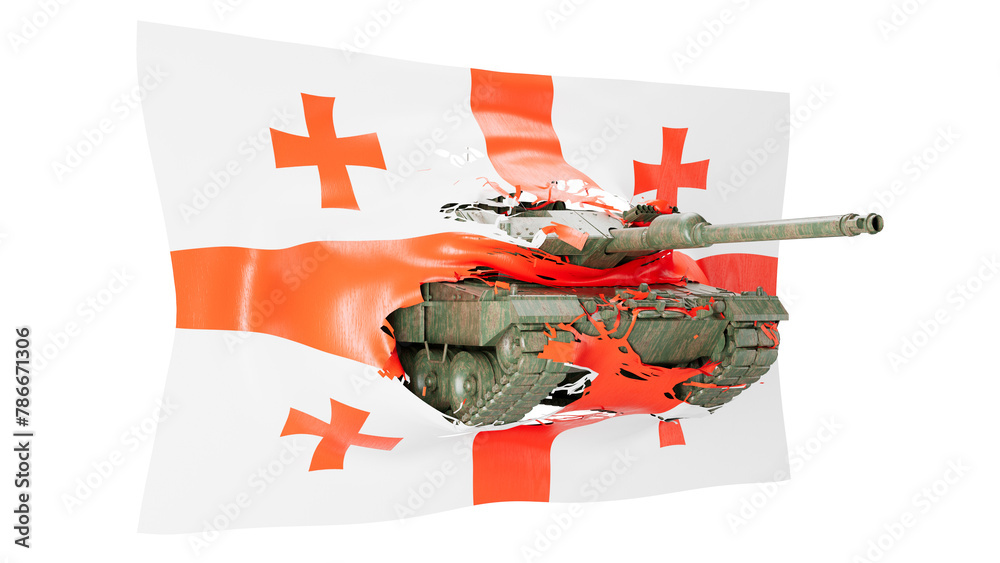 Battle Tank Superimposed on Blended National Flags, Symbolizing ...