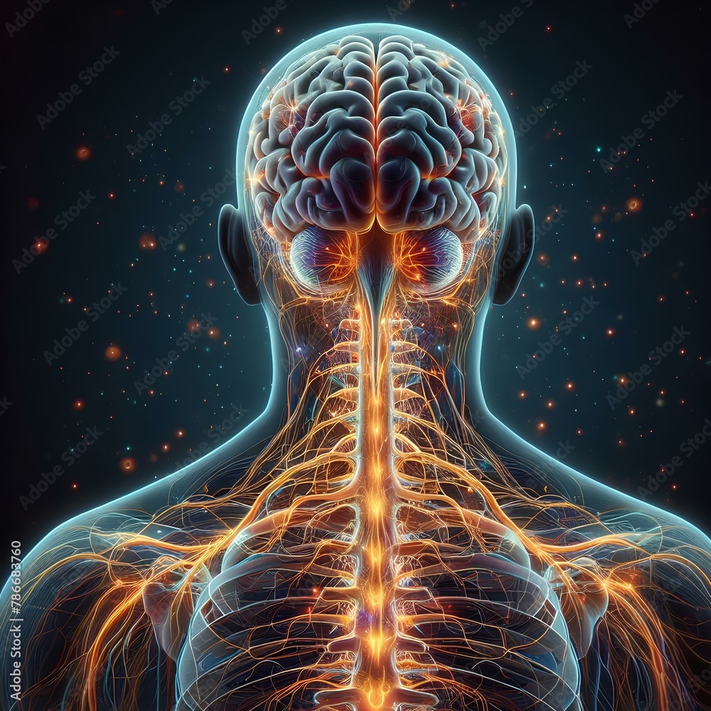 The brain, spinal cord, and nerves form the nervous system. Brain scan ...