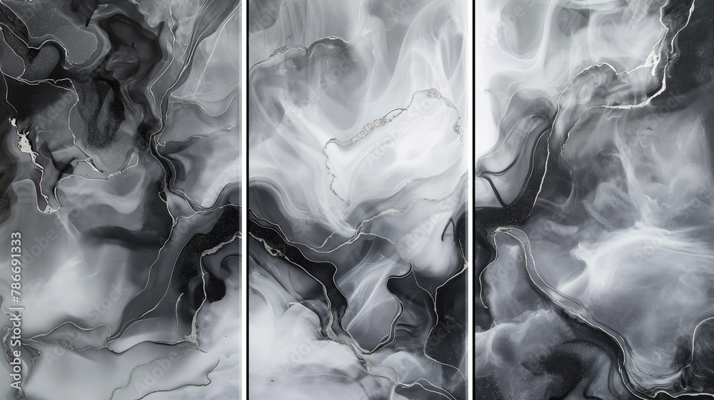 3-section wall painting prepared for room decoration and compositions ...