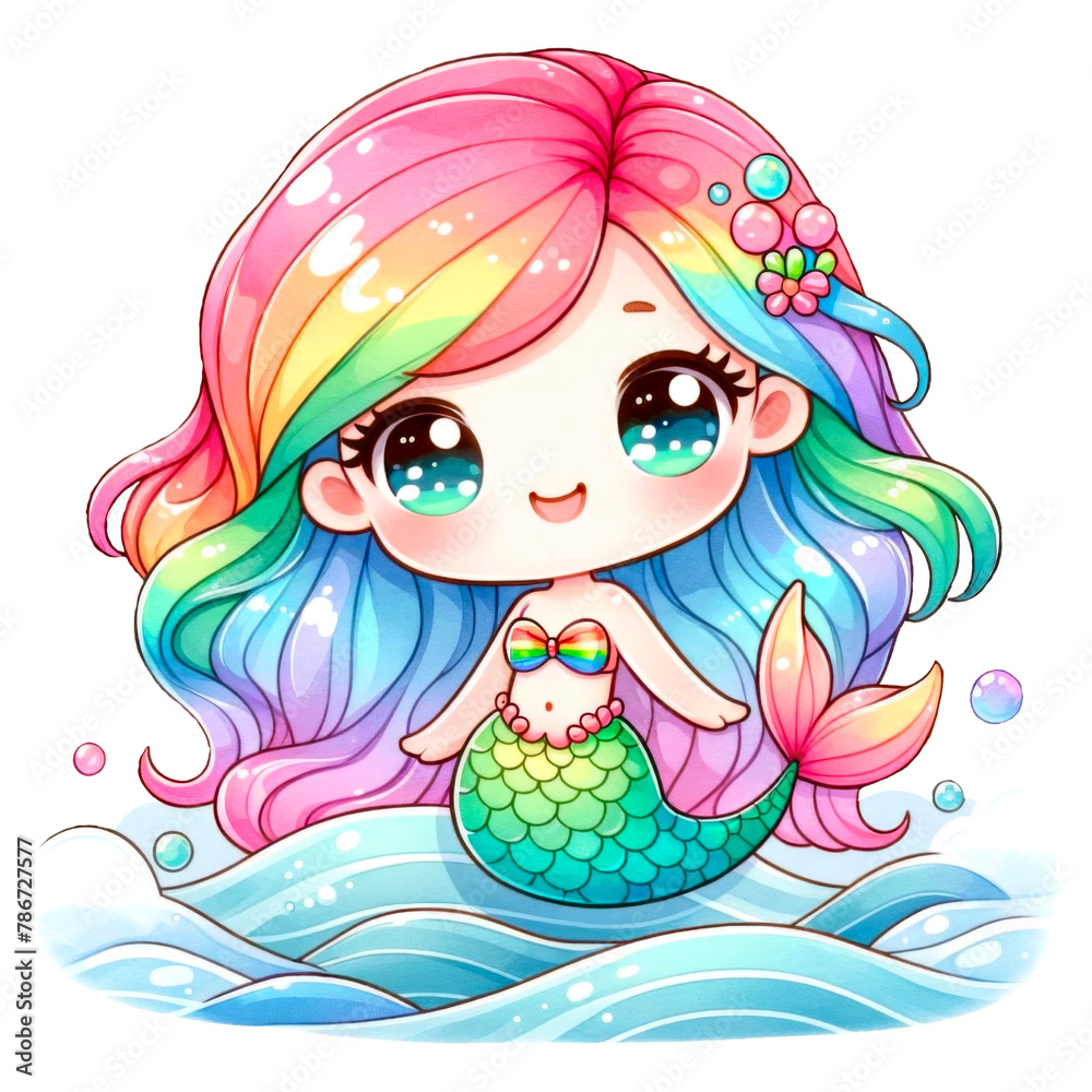 Colorful Rainbow Mermaid Characters Clipart Collection , An enchanting ...