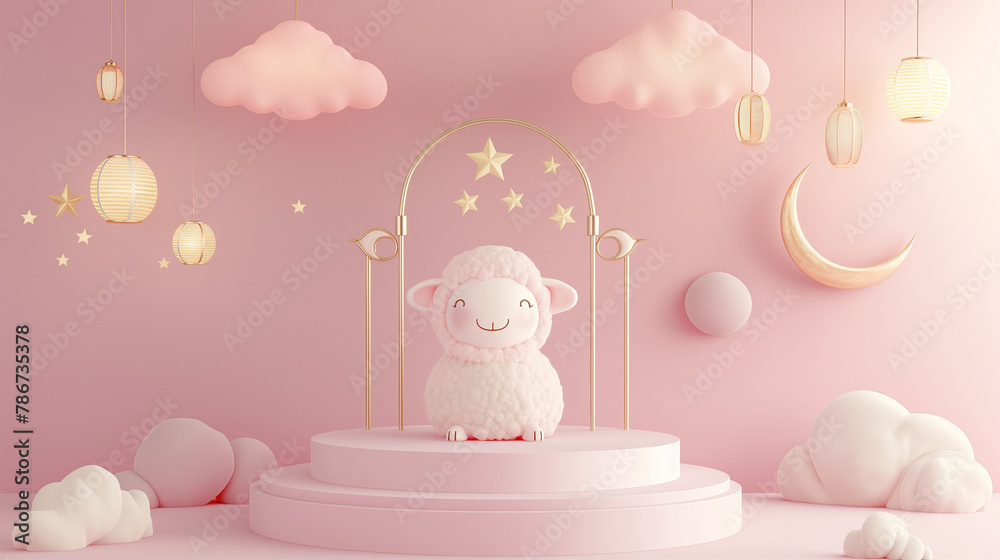 Bakra eid mubarak, eid al adha, cute cartoon sheep , cute eid concept ...