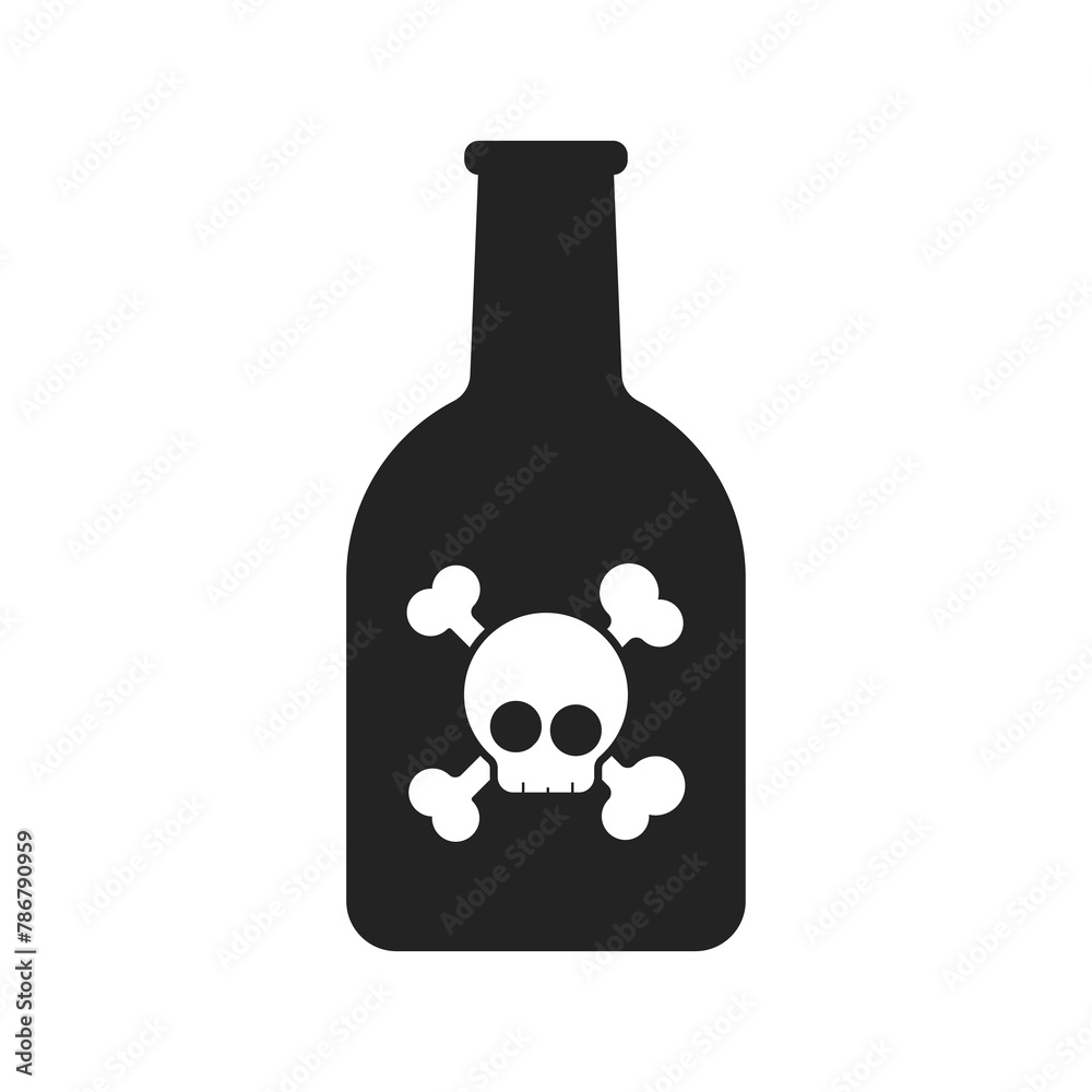 Isolated pictogram sign of poison bottle, symbol of drugs, danger ...
