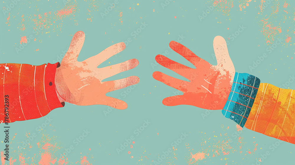 Playful children hands illustration, colorful friendship concept, kid ...