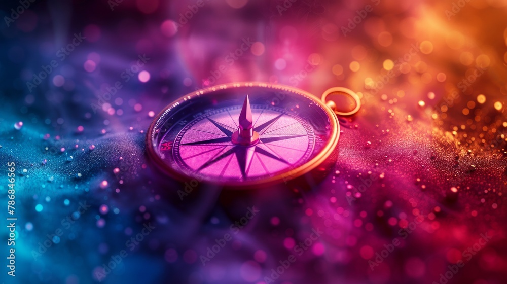 The compass symbol, reimagined in a kaleidoscope of colors, stands as a ...