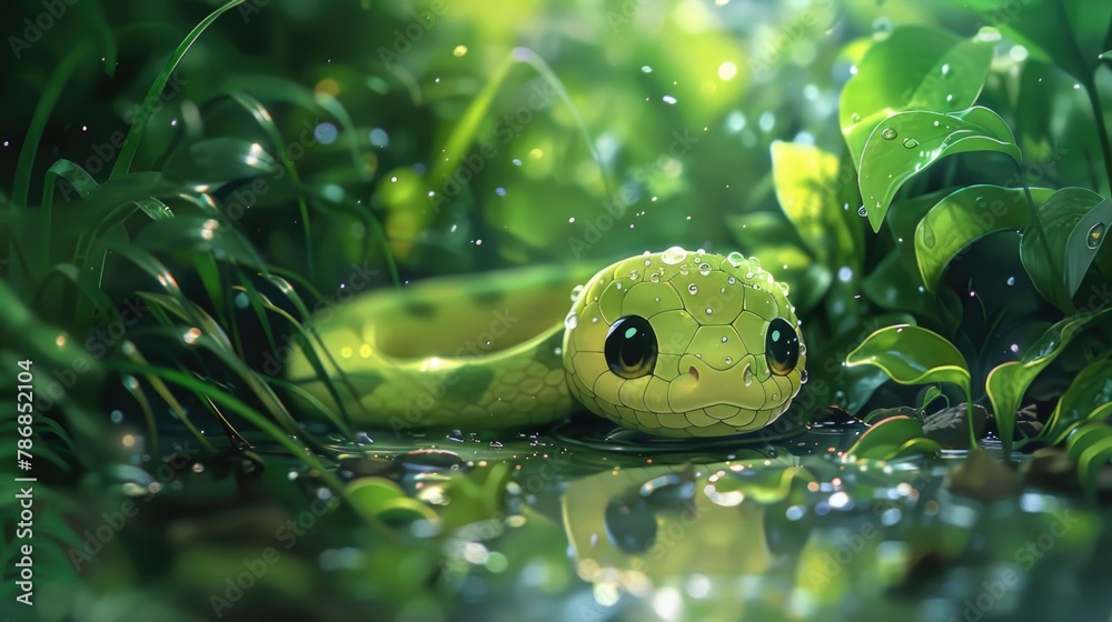 ภาพประกอบ Stock Beautiful poisonous snake. Symbol of the year according ...