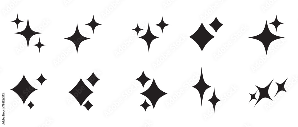Twinkle star shape symbols. Minimalist silhouette stars icon. Modern ...