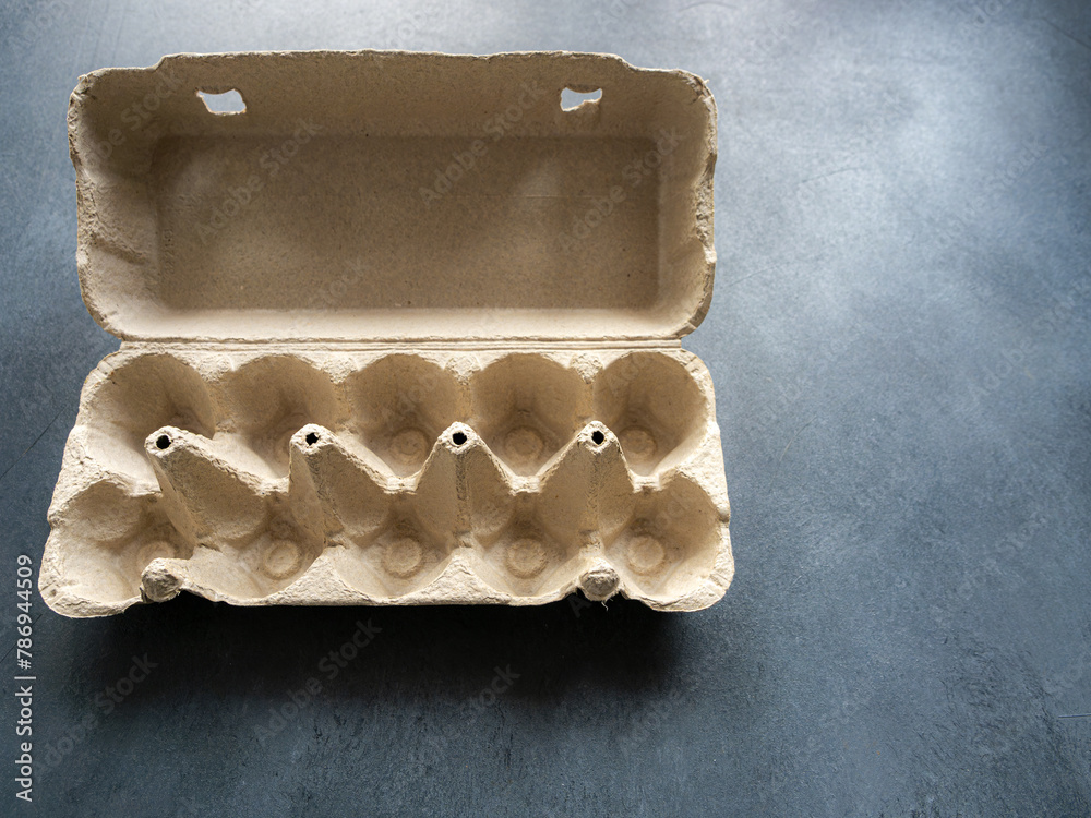 Empty chicken egg ten carton pack or container open recyclable ...