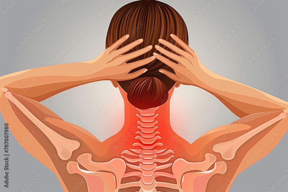 Office syndrome. Sciatica. Cartoon skeleton with back pain. Spine ...