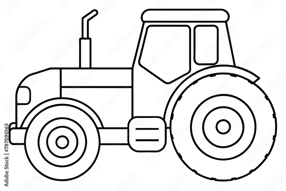 tractor line art, vector illustration Stock Vector | Adobe Stock
