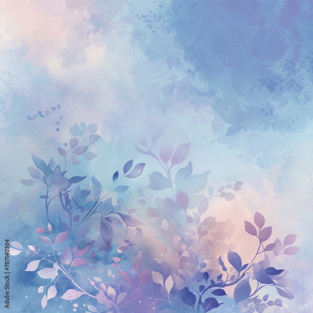 Soft watercolor backgrounds in muted tones of dusty blue, pale blush ...