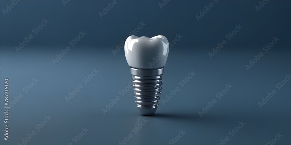 Professional Dental Implant: Tooth Replacement in Blue Background ...