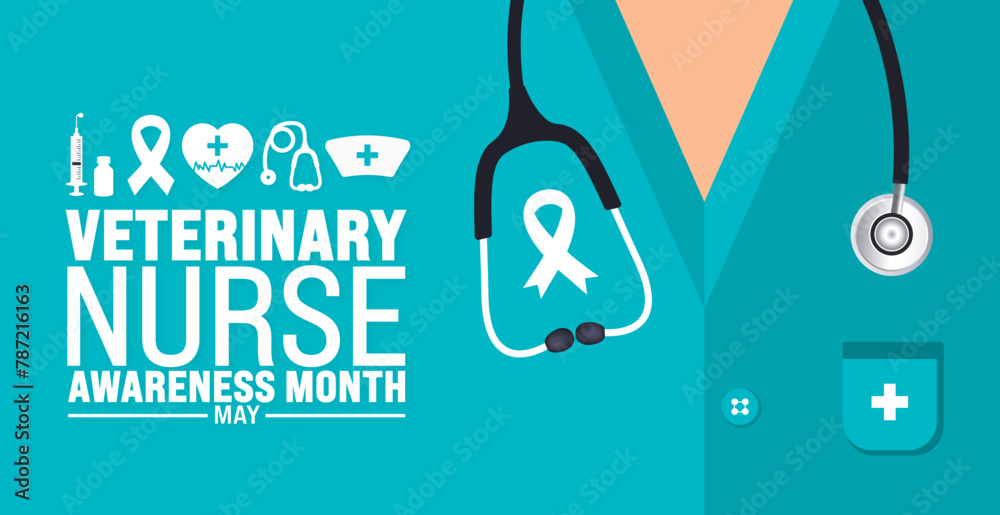 May is Veterinary Nurse Awareness Month background template. Holiday ...