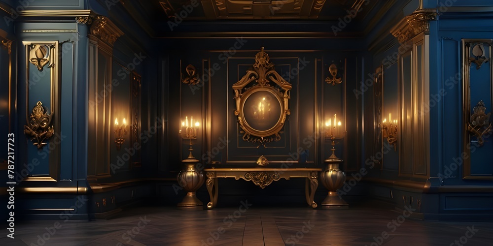 Golden Blue Palace Interior: Opulent Fantasy Design in Royal Castle ...