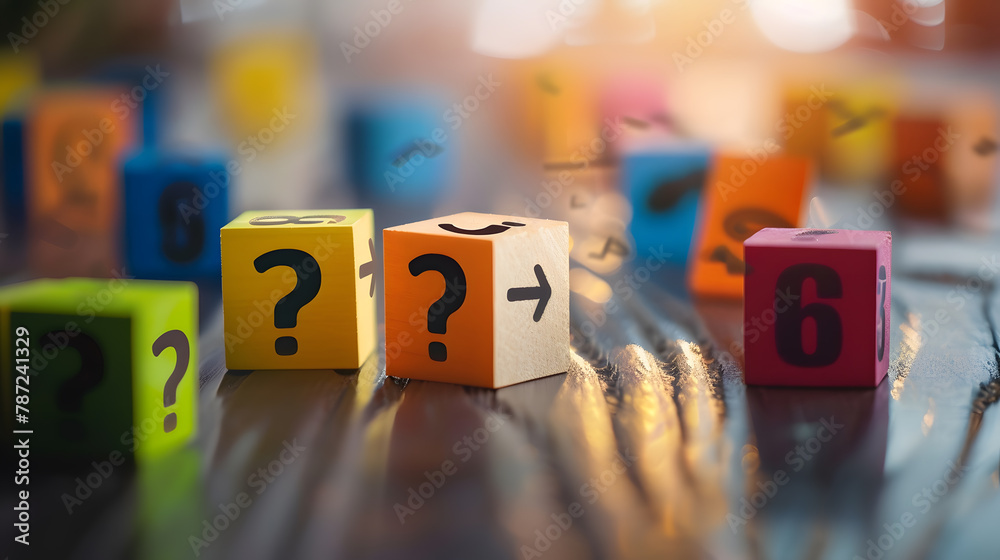 Blocks with question marks and copy space Questions and problem solving ...