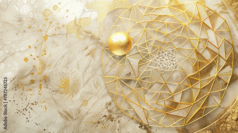 white and gold background. gold leaf style book cover. sacred geometry ...
