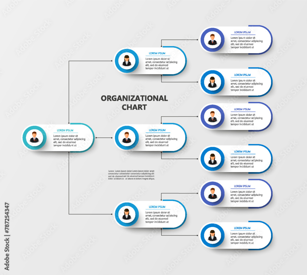 Corporate organizational chart with business avatar icons. Business ...
