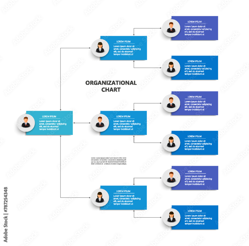 Corporate organizational chart with business avatar icons. Business ...
