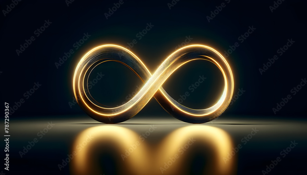 An infinity symbol, crafted from a flowing ribbon of golden light that ...