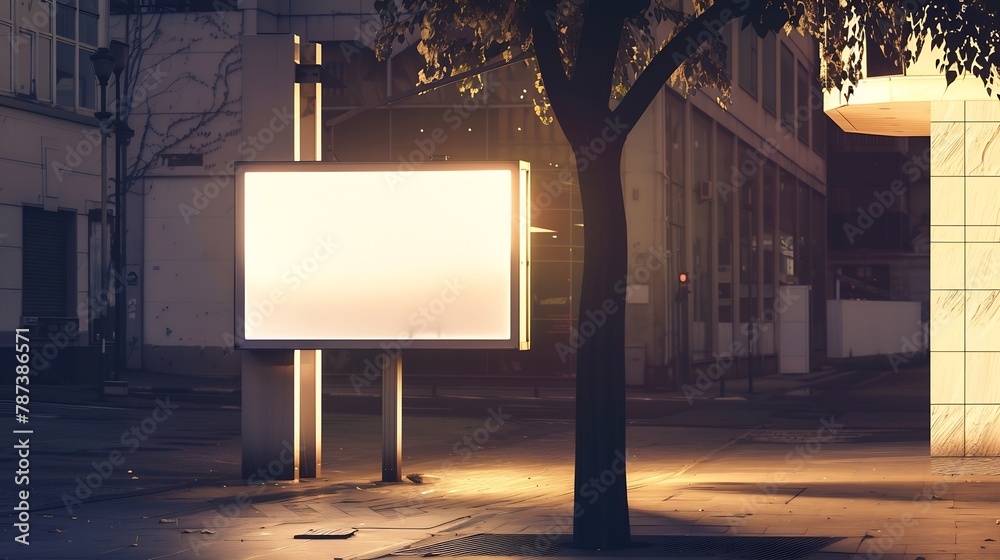 Blank Lightbox sign mockup in the urban environment on the facade empty ...
