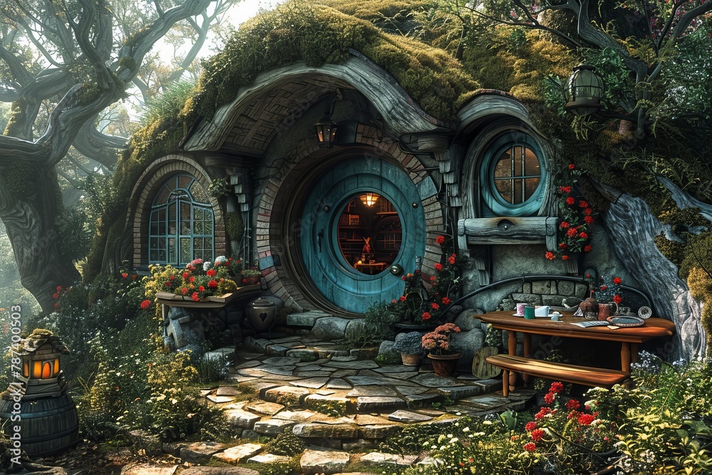 Alice growing and shrinking as she navigates the White Rabbit's house ...