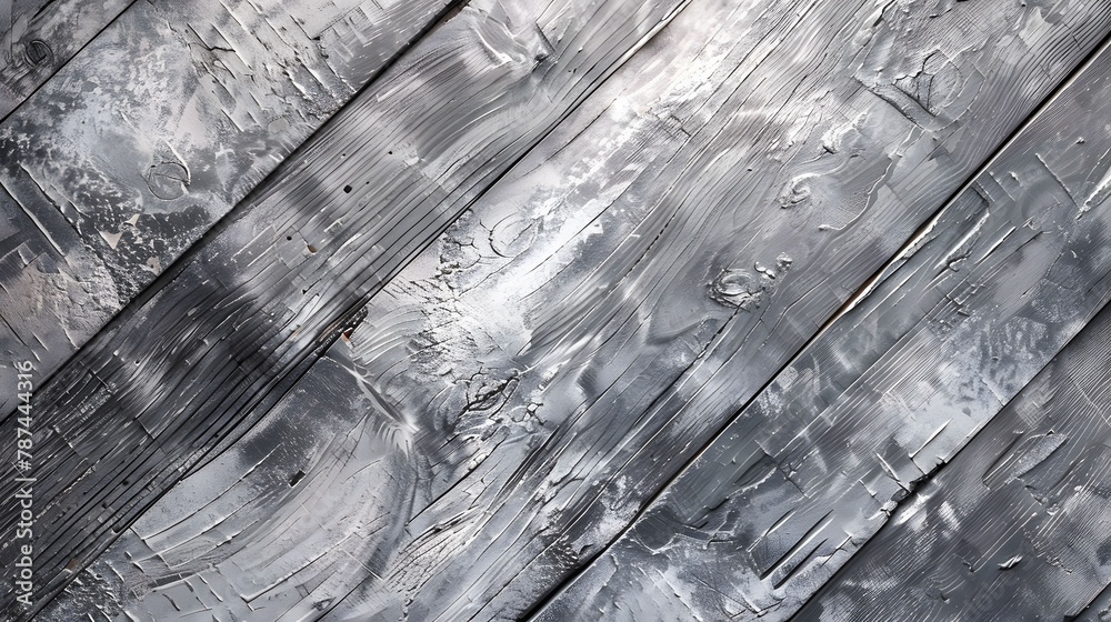 Brushed grey painted wooden planks. Diagonal composition of a ...