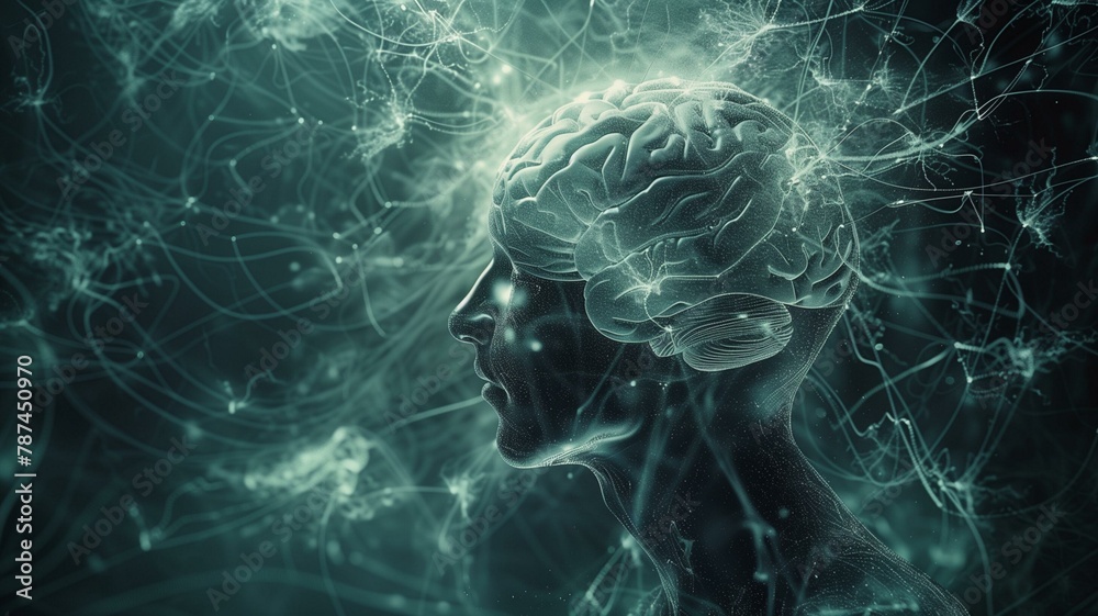 Delve into the depths of cerebral activity as shimmering plexus lines ...