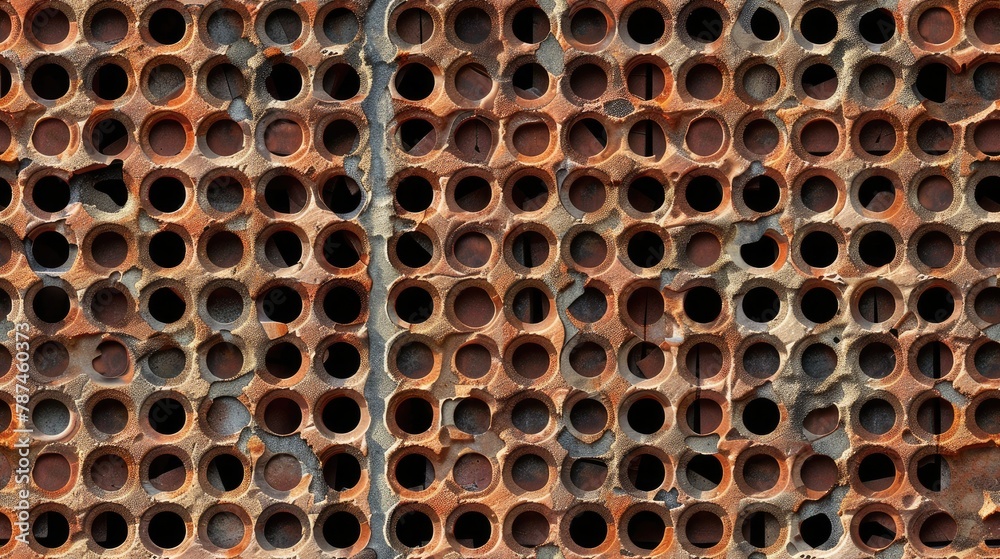 seamless texture of perforated bricks with a pattern of holes or ...