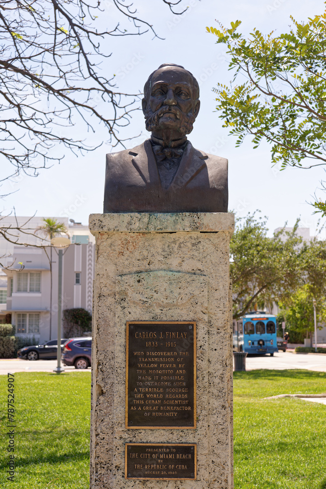 Miami, Florida - April 2, 2024: Cuban scientist Carlos J. Finlay ...