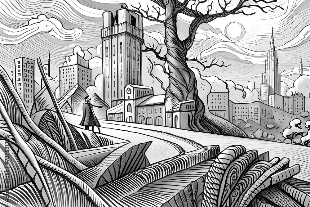Illustration of a gothic horror castle that looks like something out ...