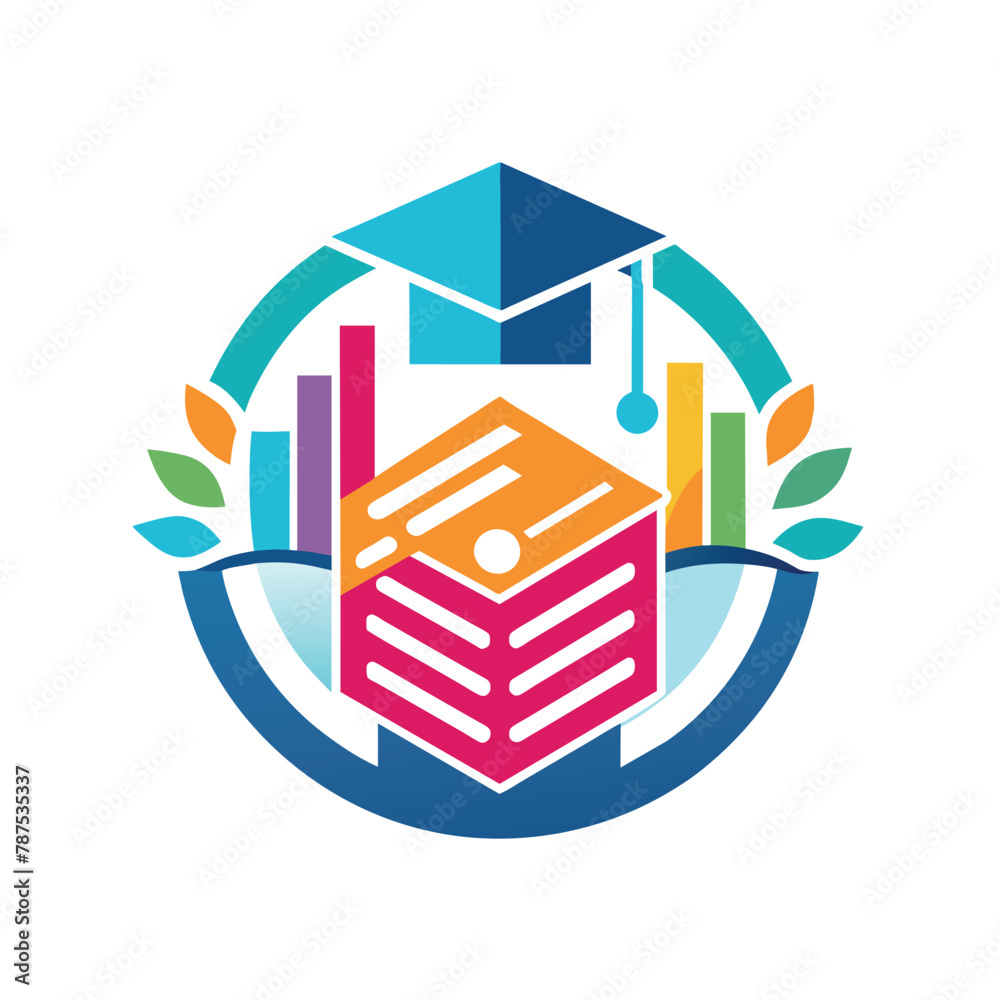 Logo for a school featuring a graduation cap and books, symbolizing ...