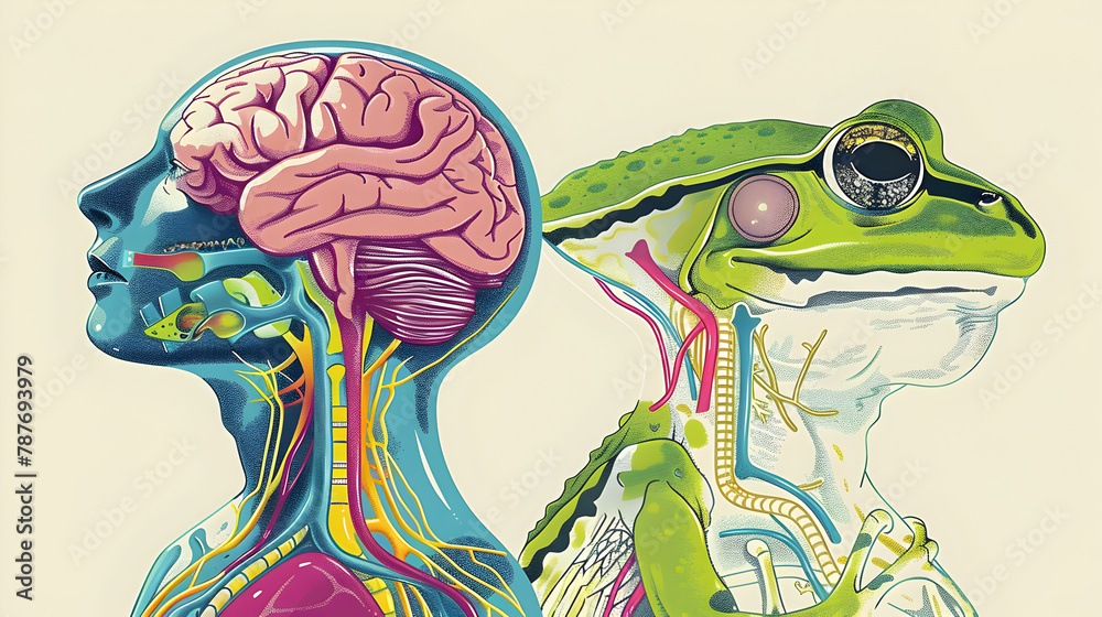 Human and frog brain anatomy, internal organs , eating habbits of ...