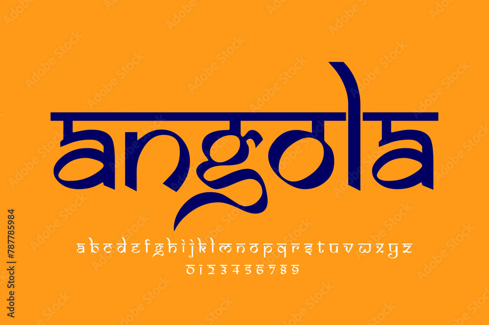 country Angola text design. Indian style Latin font design, Devanagari ...