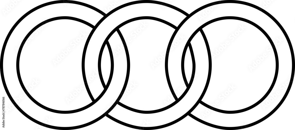 Icon of interlocking circles . Filter, borromean rings, trinity. Unity ...