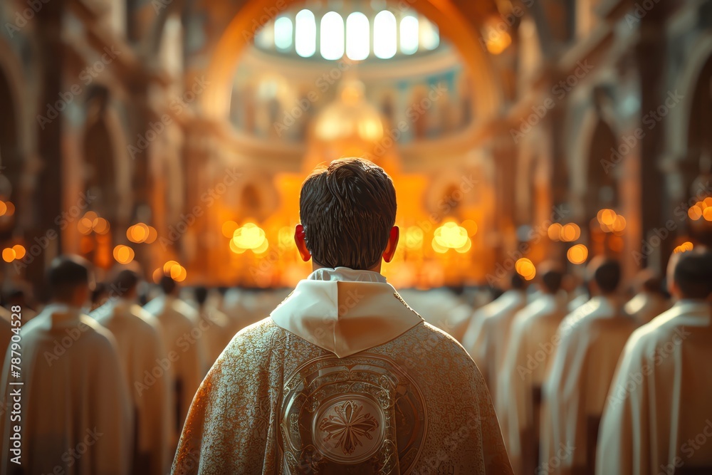 Ordination ceremony in a grand basilica, where new priests feel the ...
