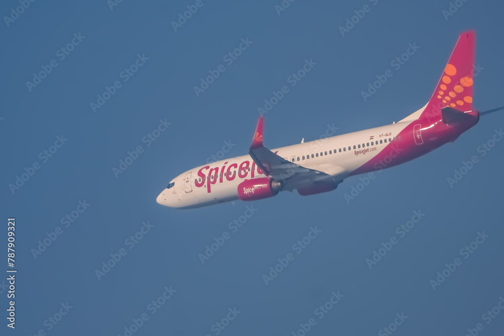 New Delhi, India, December 25 2023 - Spicejet Airbus A320 take off from ...