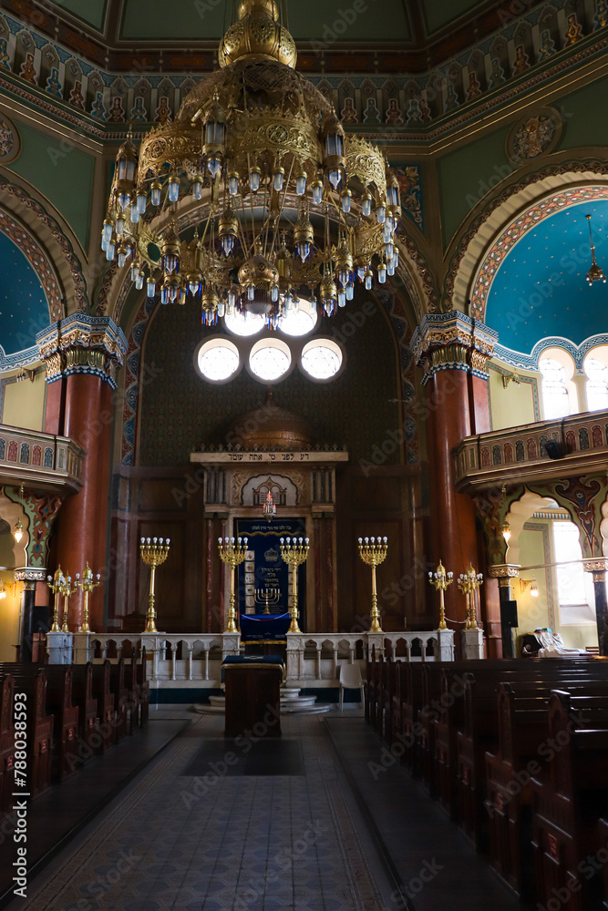 Sofia, Bulgaria- August 18, 2023: Interior design view of The Sofia Synagogue, the largest ...