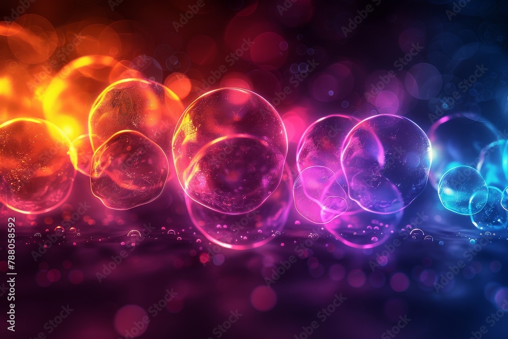 Visually striking image of multiple transparent spheres illuminated ...