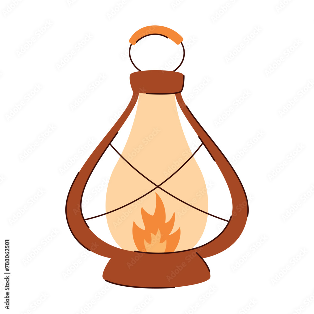 cartoon illustration of vintage oil portable lamp. Cartoon vector ...