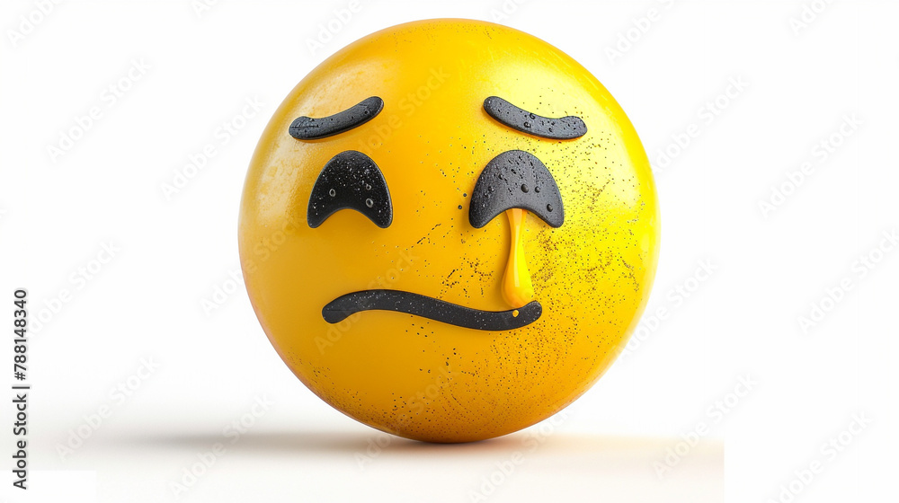 Smiling face with tear emoji - yellow face with smile and a teardrop ...