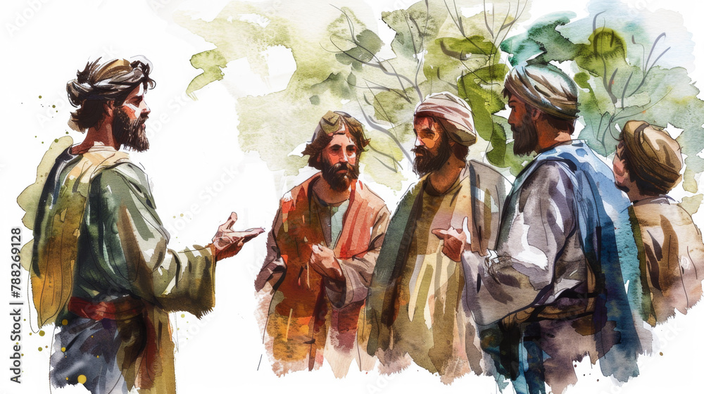 Jesus teaching his disciples the meaning of the parable of the sower ...