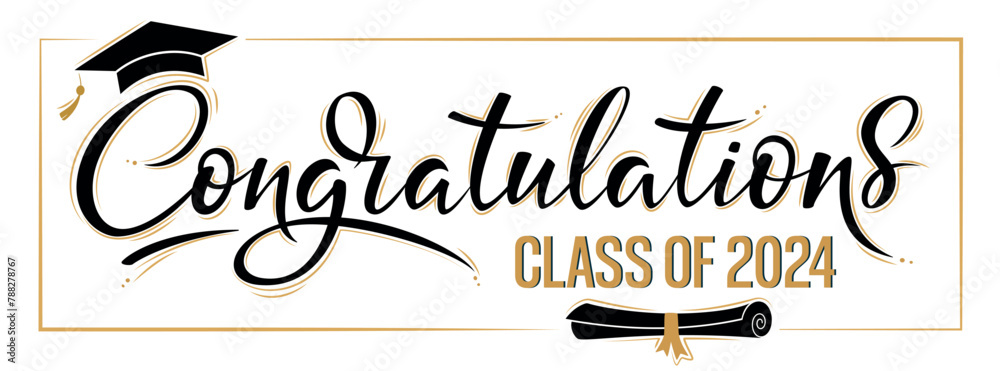 Congratulations Class of 2024 greeting sign. Congrats Graduated ...