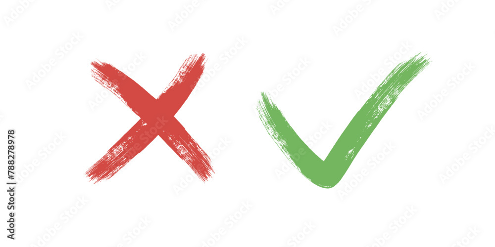 Tick and Cross sign elements. vector buttons for vote, election choice ...