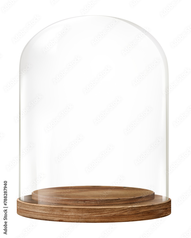 Glass cloche png sticker, product backdrop with wooden base on ...