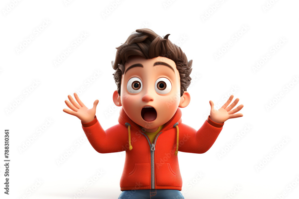 Screaming shouting shocked scared cartoon character boy teen kid child ...